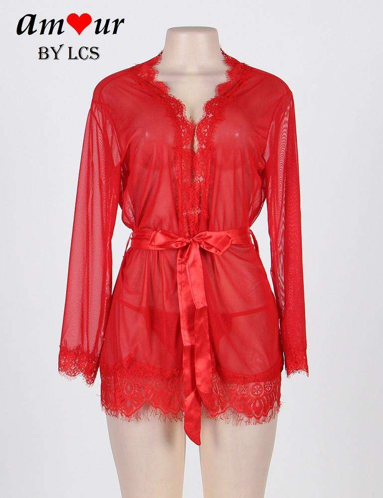 Sheer Soft Lace Open Tie-Front Sexy Robe – Amour Lingerie